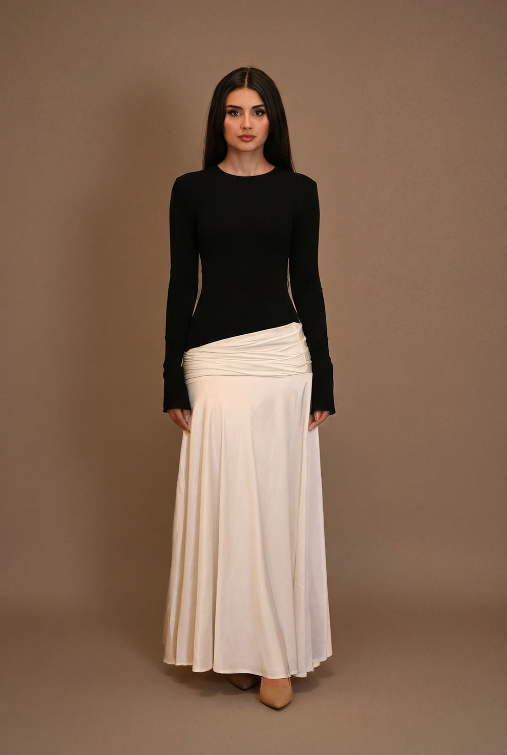 Modal Satin Monochrome Dress – Donne Feroci